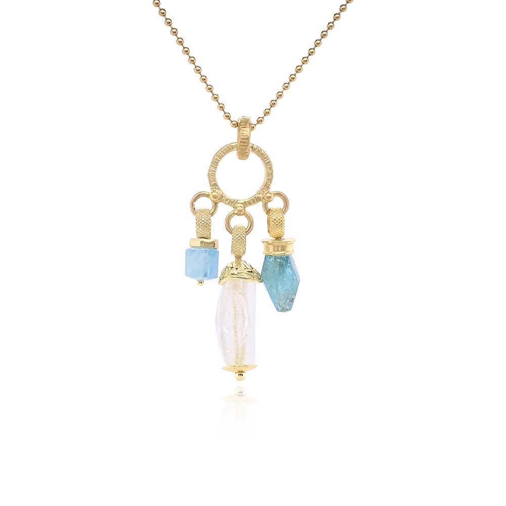 Triple crystal amulet charm necklace - J. McVeigh Jewelry