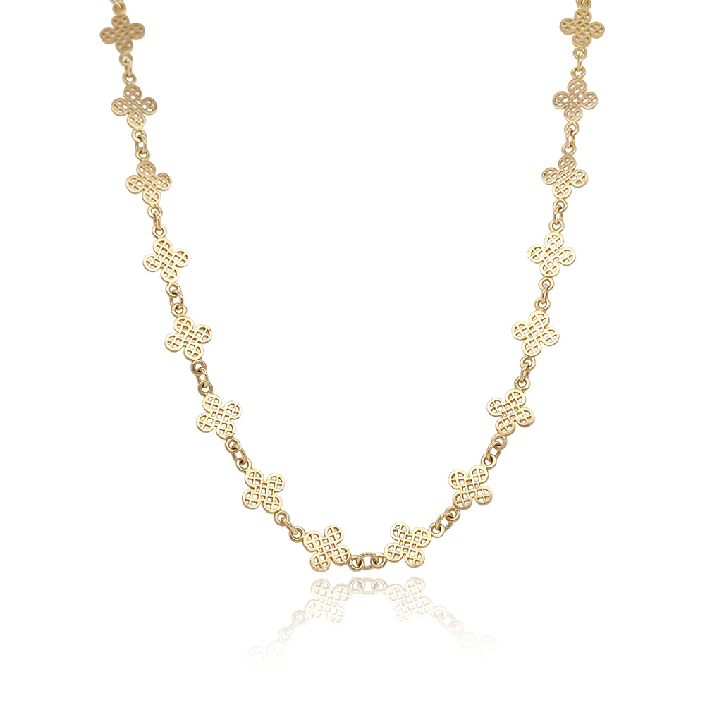 18k crownwork clover leaf necklace - J. McVeigh Jewelry