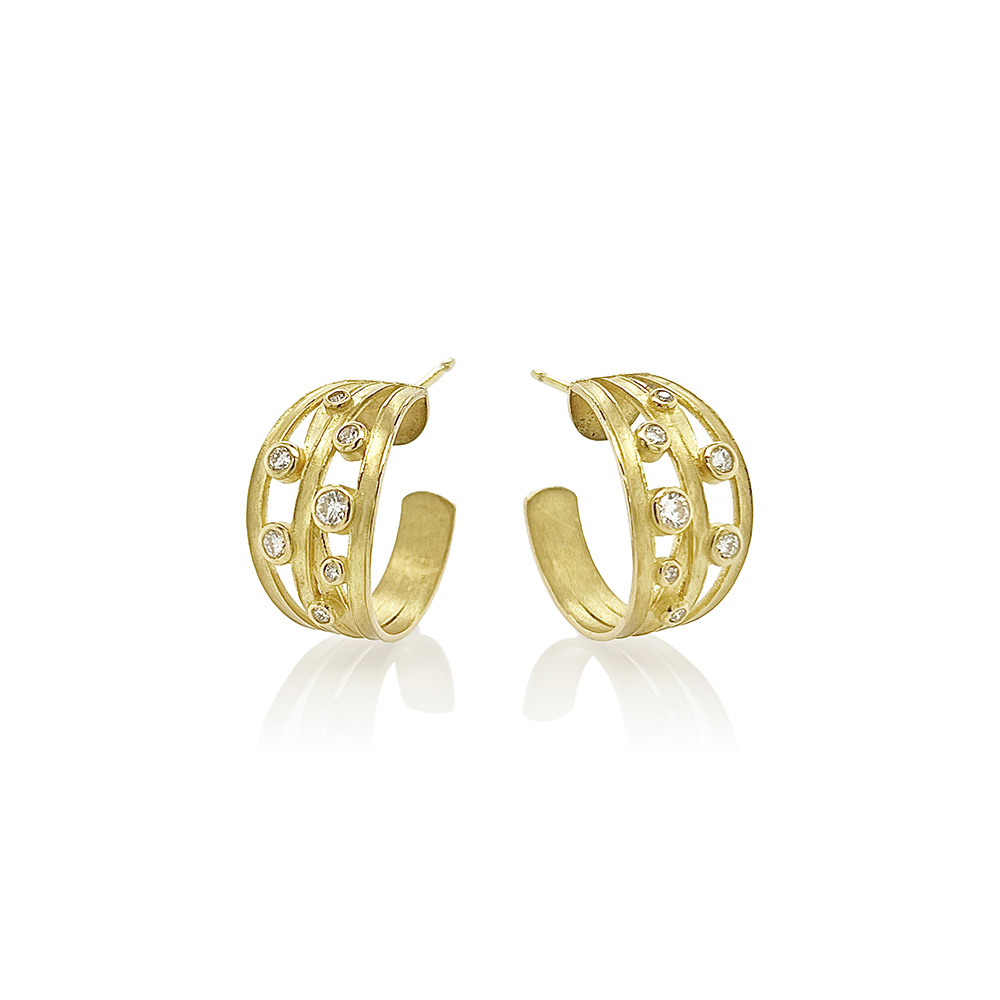 4 RIBBON WRAPPED HOOP EARRINGS WITH DIAMONDS - J. McVeigh Jewelry