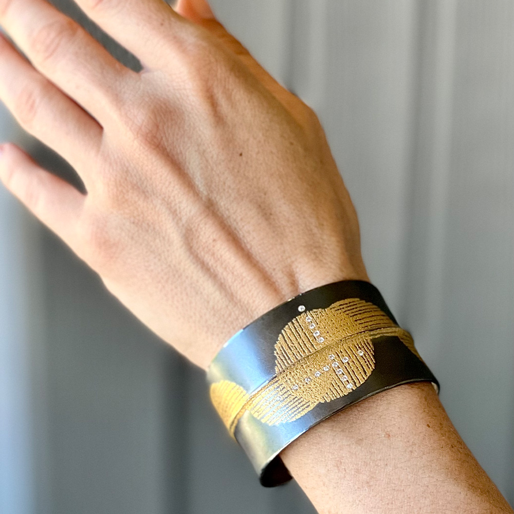 art deco cuff with diamonds - J. McVeigh Jewelry