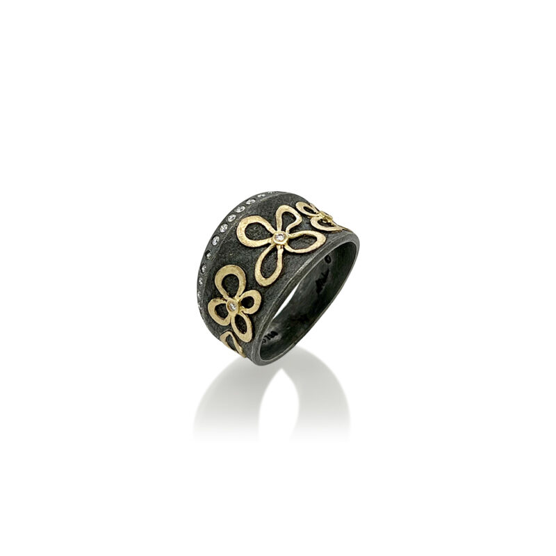 flower line drawing ring - J. McVeigh Jewelry