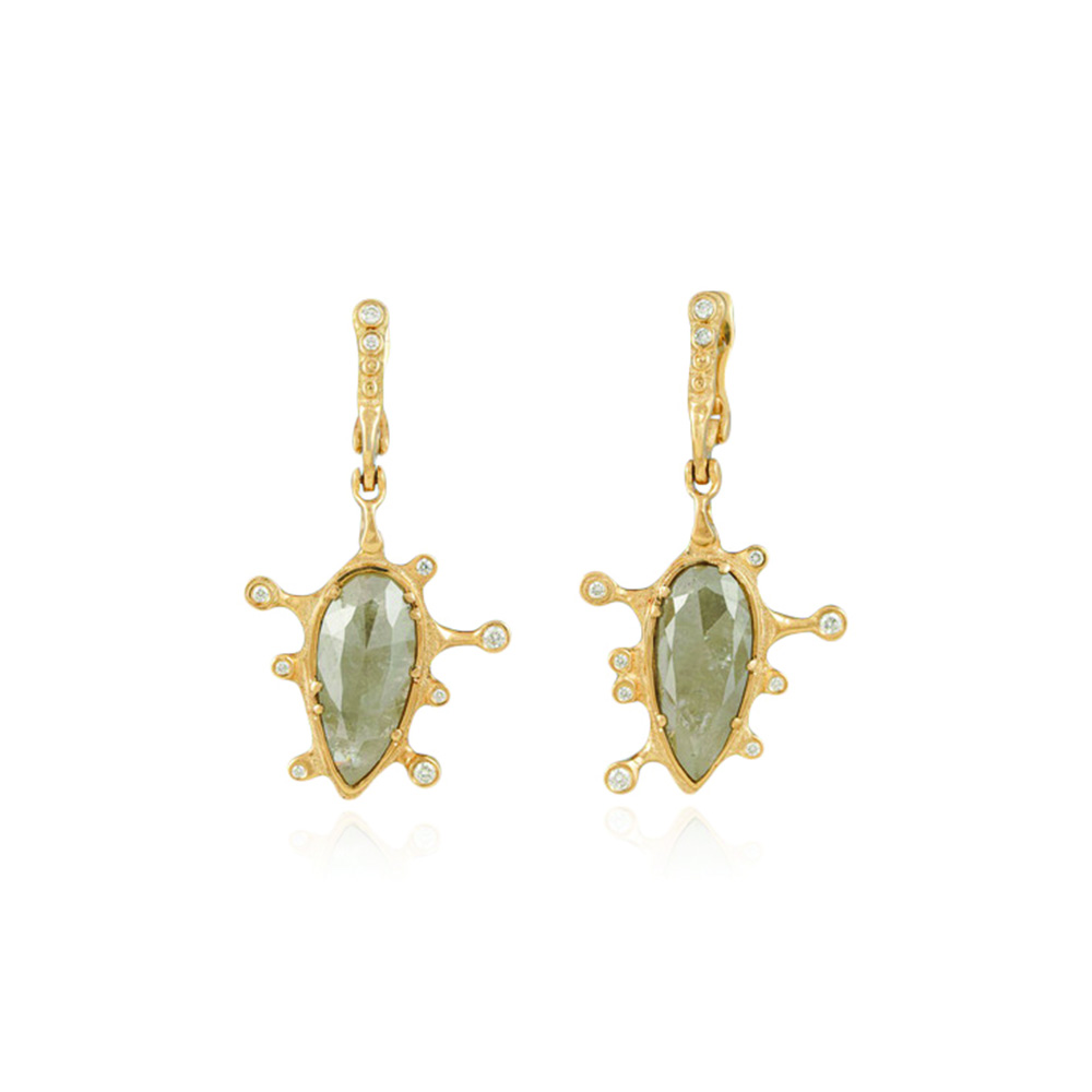 Natural Grey tear drop diamond "Embraces" earrings - J. McVeigh Jewelry