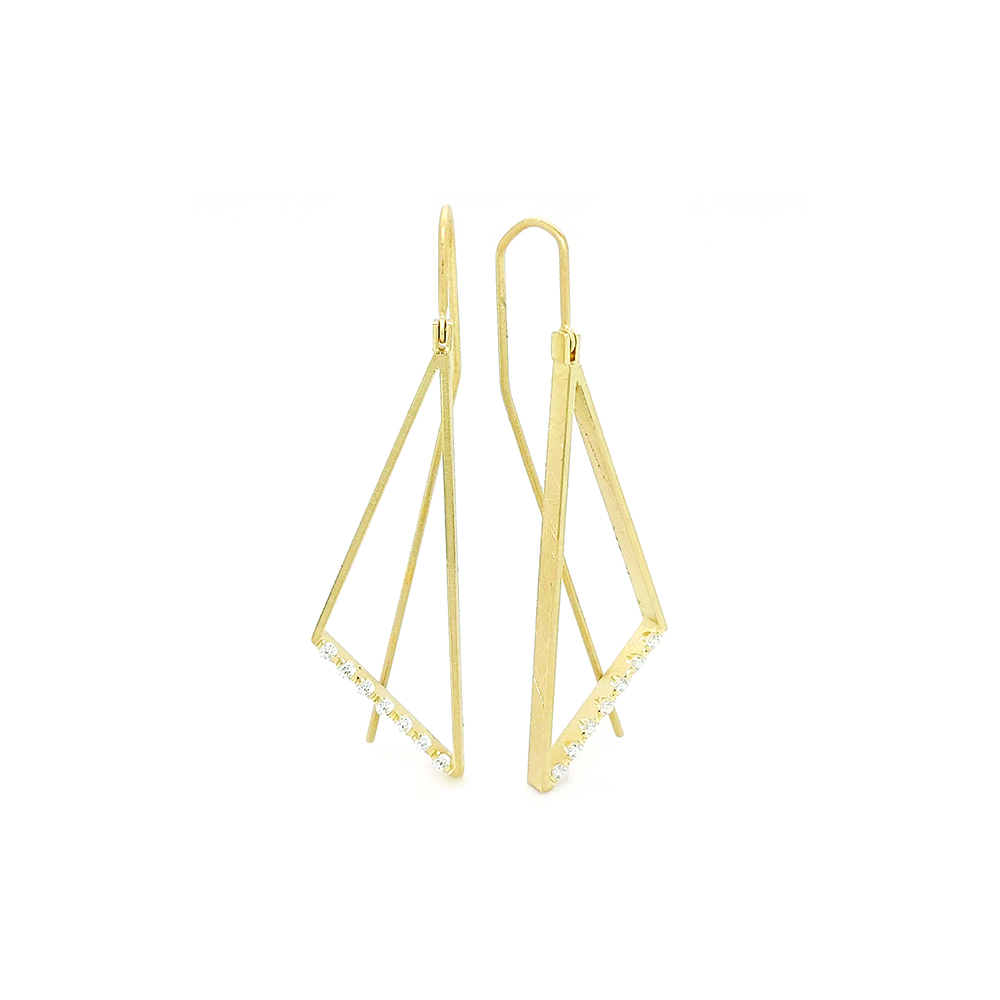 Triangle drop earrings in 18k and diamonds - J. McVeigh Jewelry
