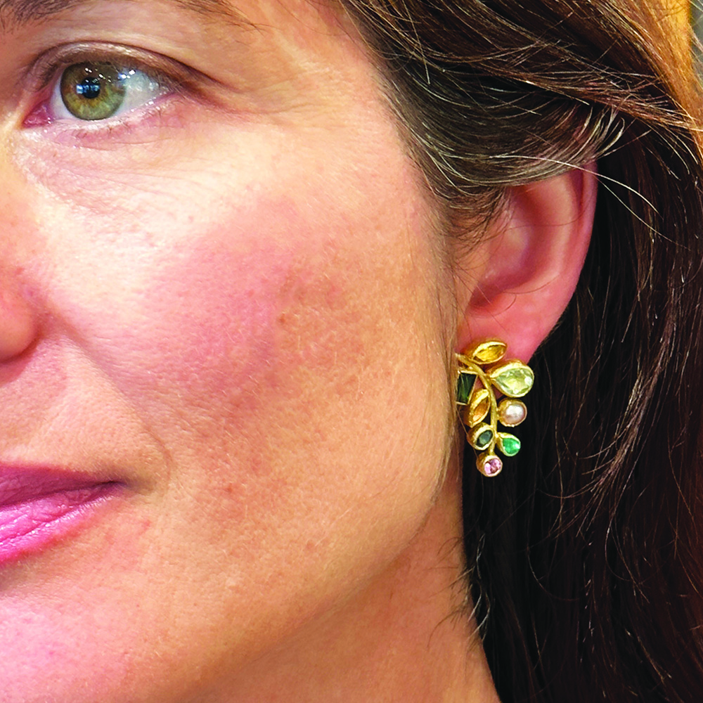 "Grape" cluster earrings with multi-colored gemstones - J. McVeigh Jewelry