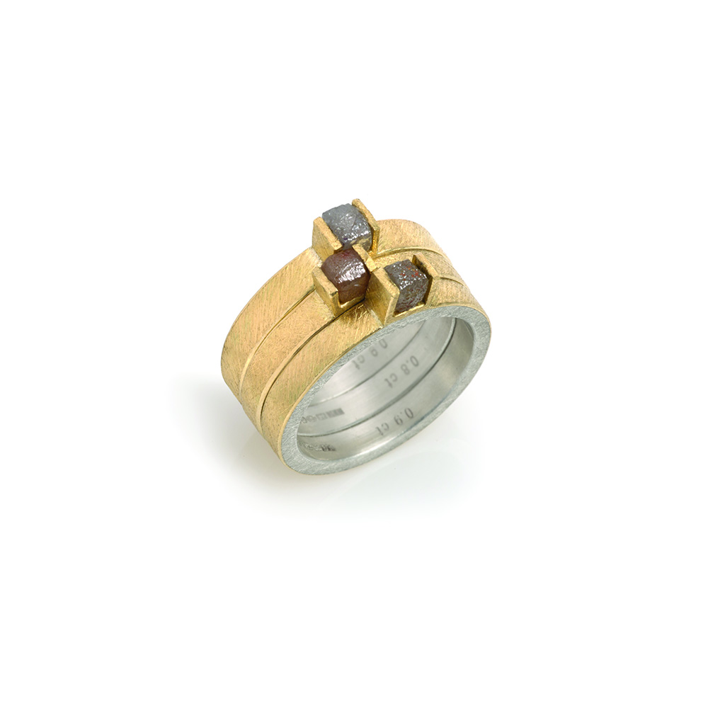 Rough natural brown cube diamond ring - J. McVeigh Jewelry