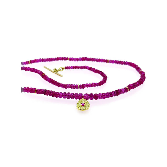 Beaded spinel necklace with ruby pendant - J. McVeigh Jewelry