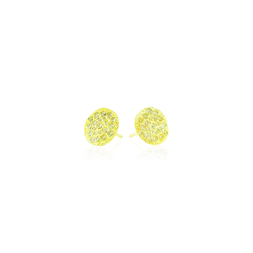 silk disc earrings with flush set diamonds - J. McVeigh Jewelry