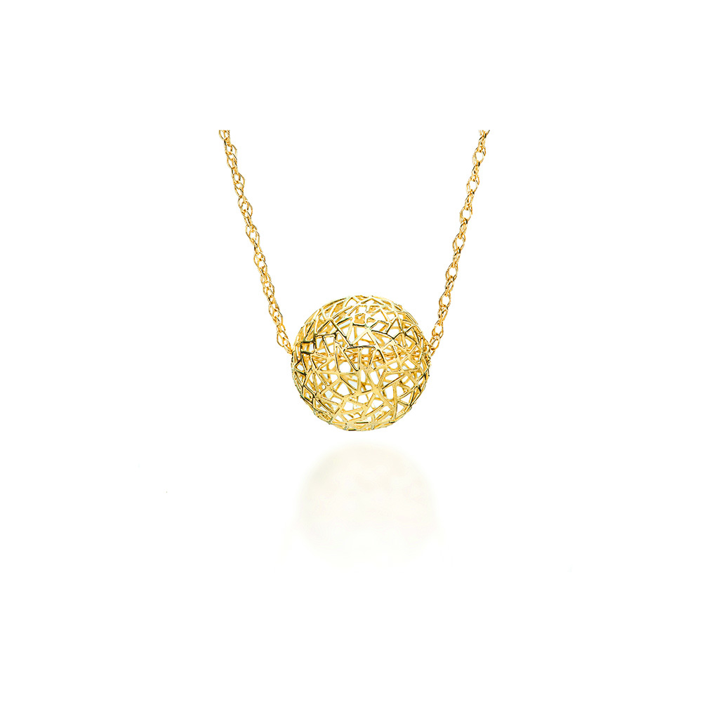 Single Sphere Slider Necklace, 18k yellow gold - J. McVeigh Jewelry