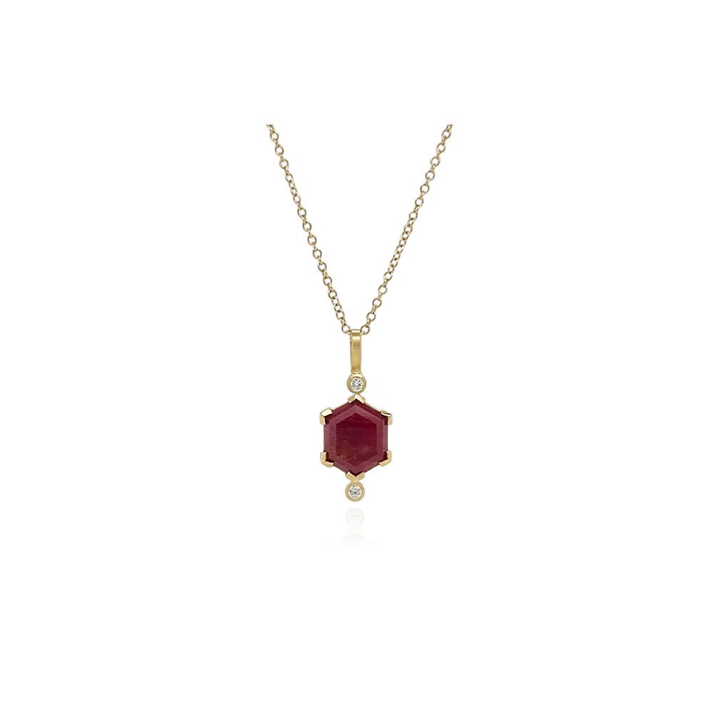 Hexagonal Ruby Pendant - J. McVeigh Jewelry
