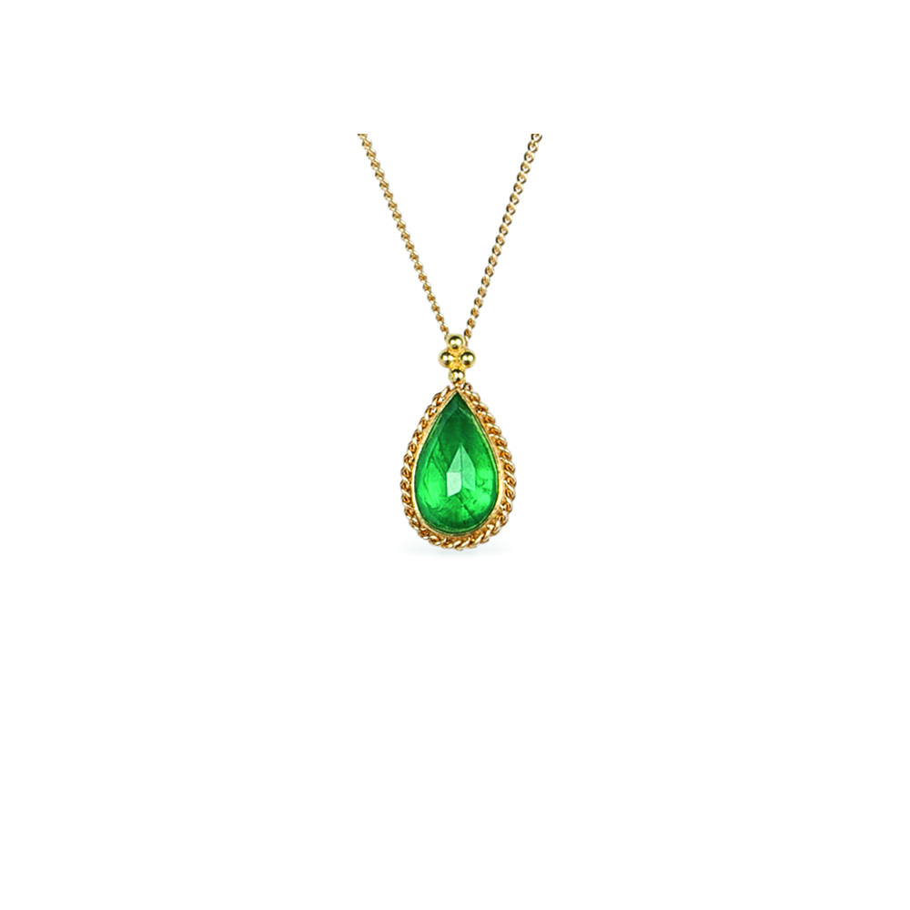 One-of-a-kind tear drop-shaped emerald necklace - J. McVeigh Jewelry