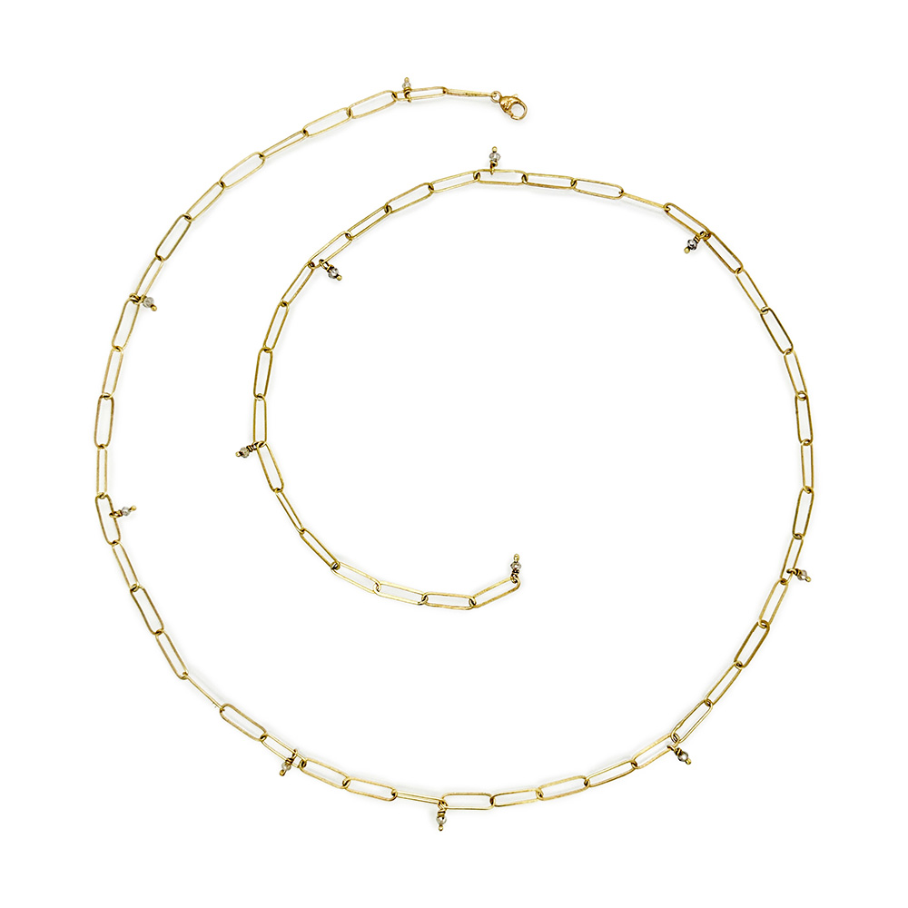 Popsicle stick necklace with diamond beads - J. McVeigh Jewelry