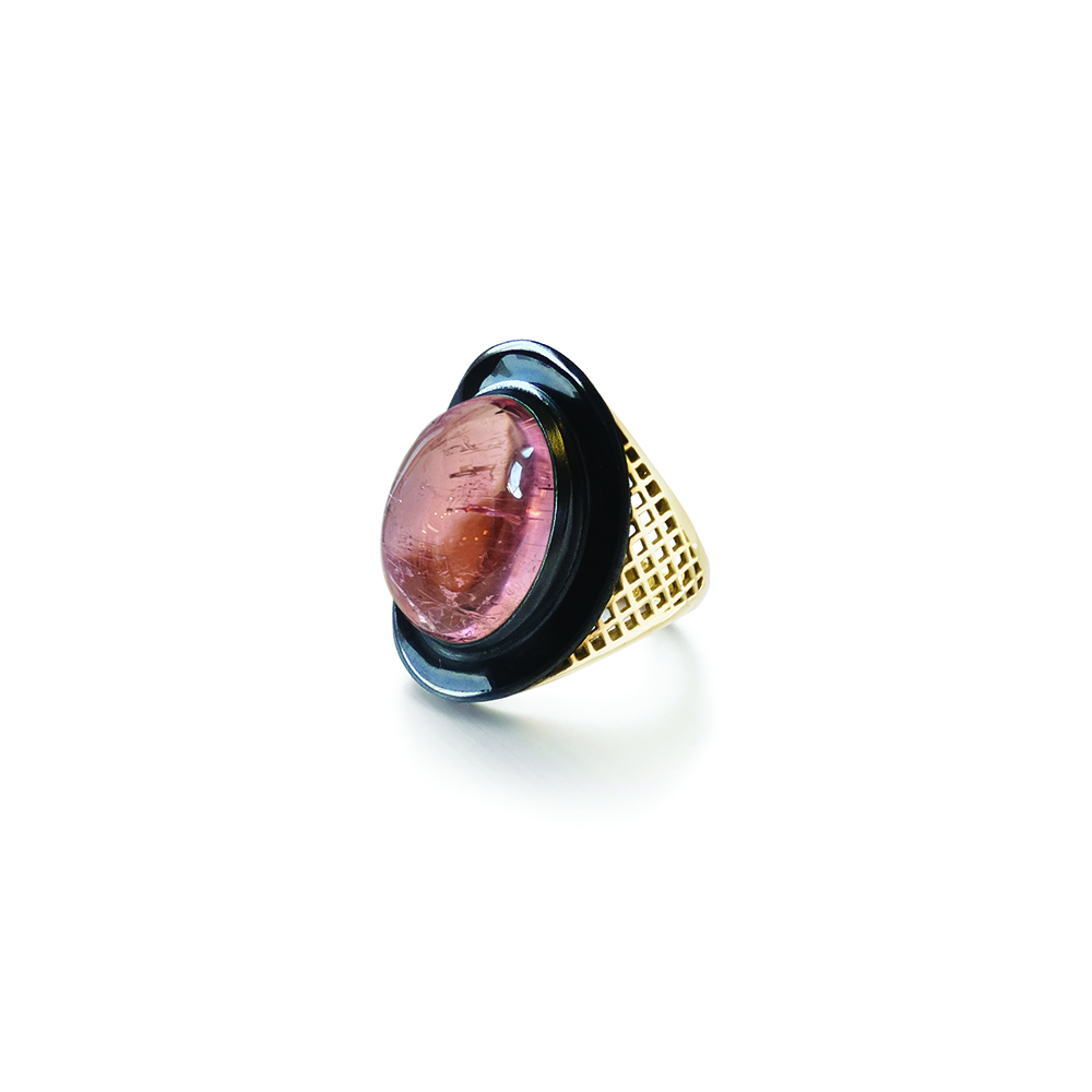 Regency ring with pink tourmaline center - J. McVeigh Jewelry