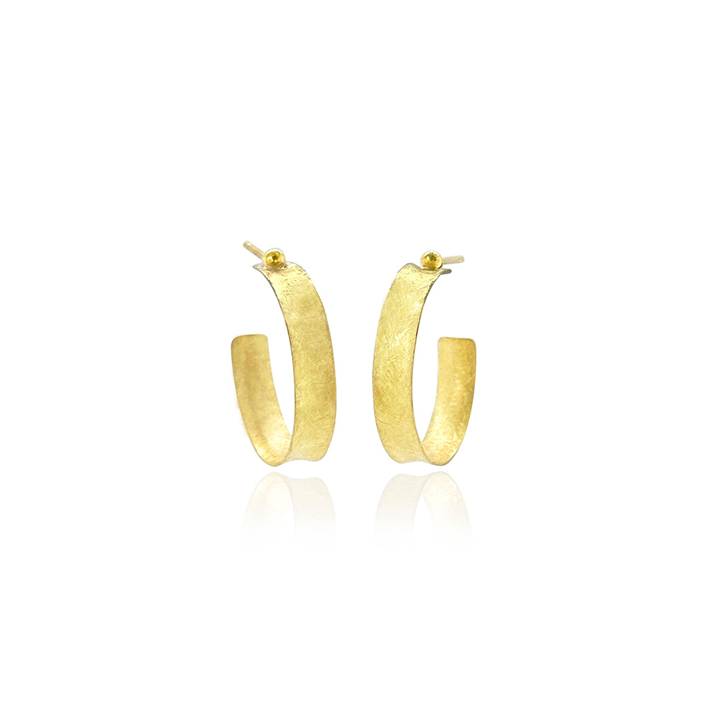 Large narrow concave hoop earrings - J. McVeigh Jewelry